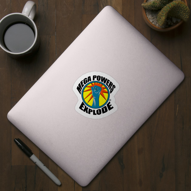 Mega Powers Explode logo - Comic Art Logo - Sticker | TeePublic