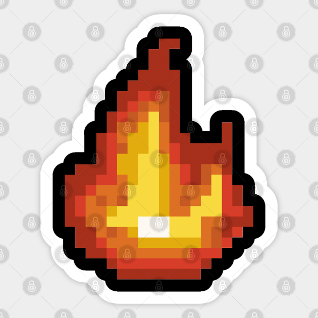 Pixel art - Flame black version - Pixel Art Fire - Sticker | TeePublic