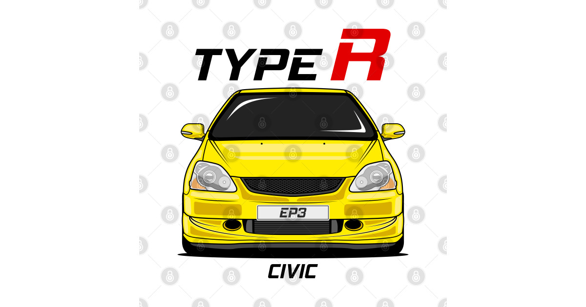 Civic EP3 Type R Yellow - Civic Ep3 - T-Shirt | TeePublic