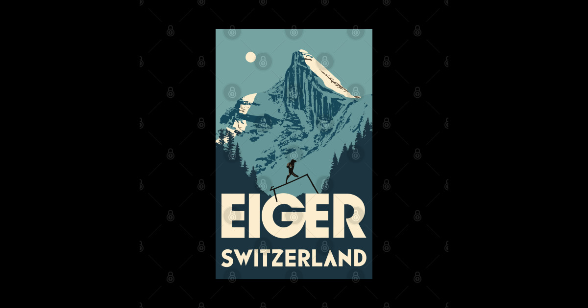 A Vintage Travel Art of Eiger - Switzerland - Eiger - Sticker | TeePublic