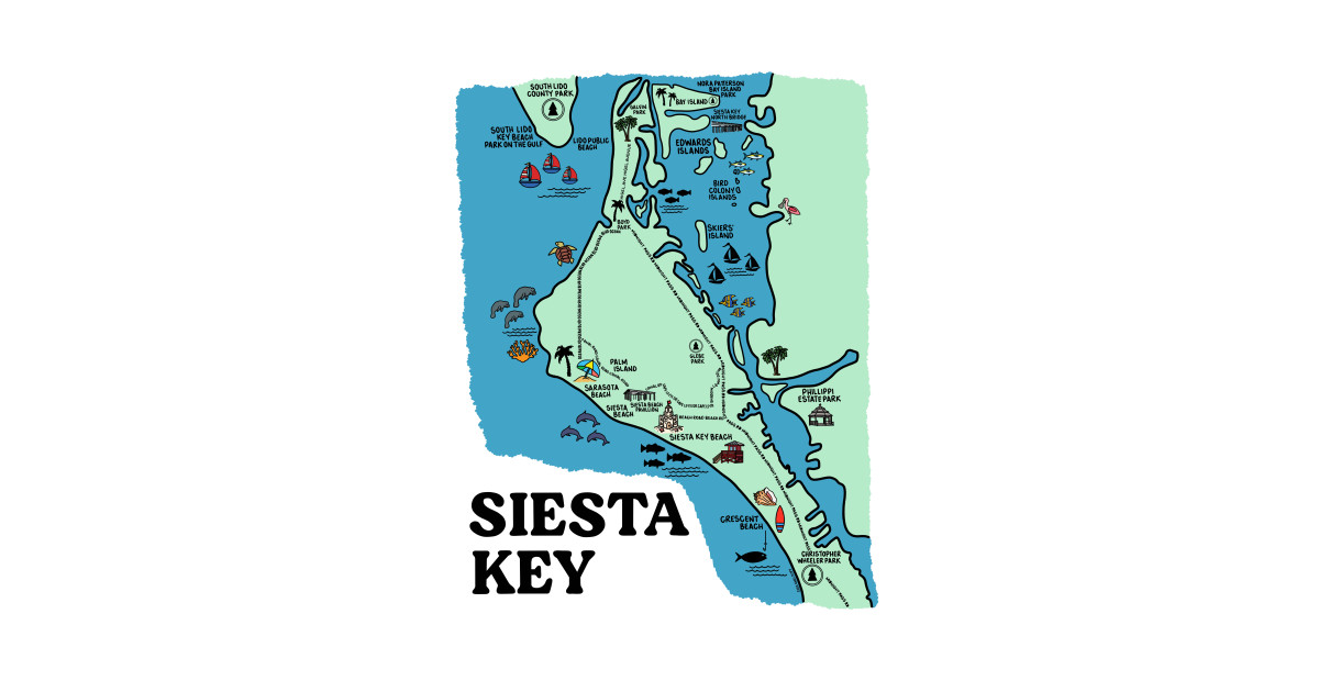 Siesta Key Florida Map Art - Siesta Key - T-Shirt | TeePublic