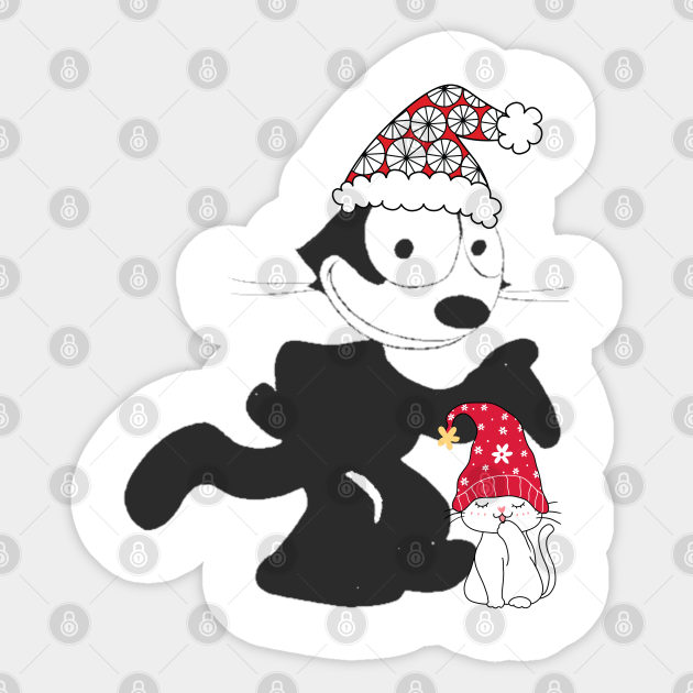 Felix the cat Christmas - Felix The Cat Cartoon - Sticker | TeePublic