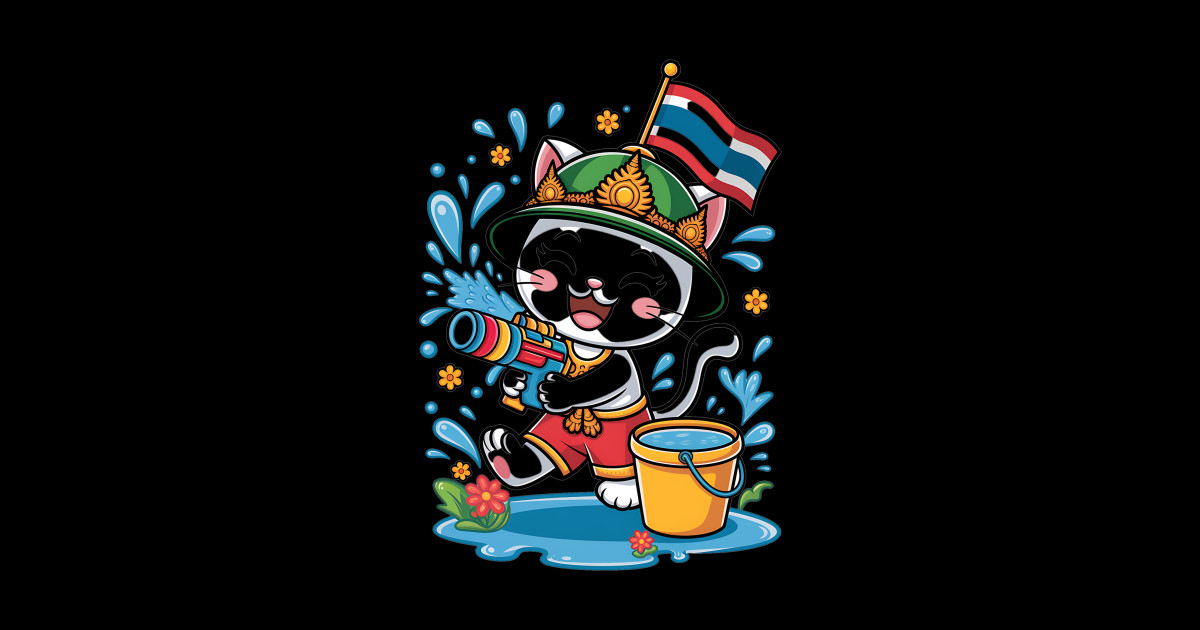 Cute Happy Songkran Thailand Holiday - Songkran - Sticker | TeePublic