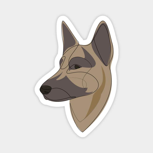 German Shepherd - one line drawing - German Shepherd - Magnet | TeePublic