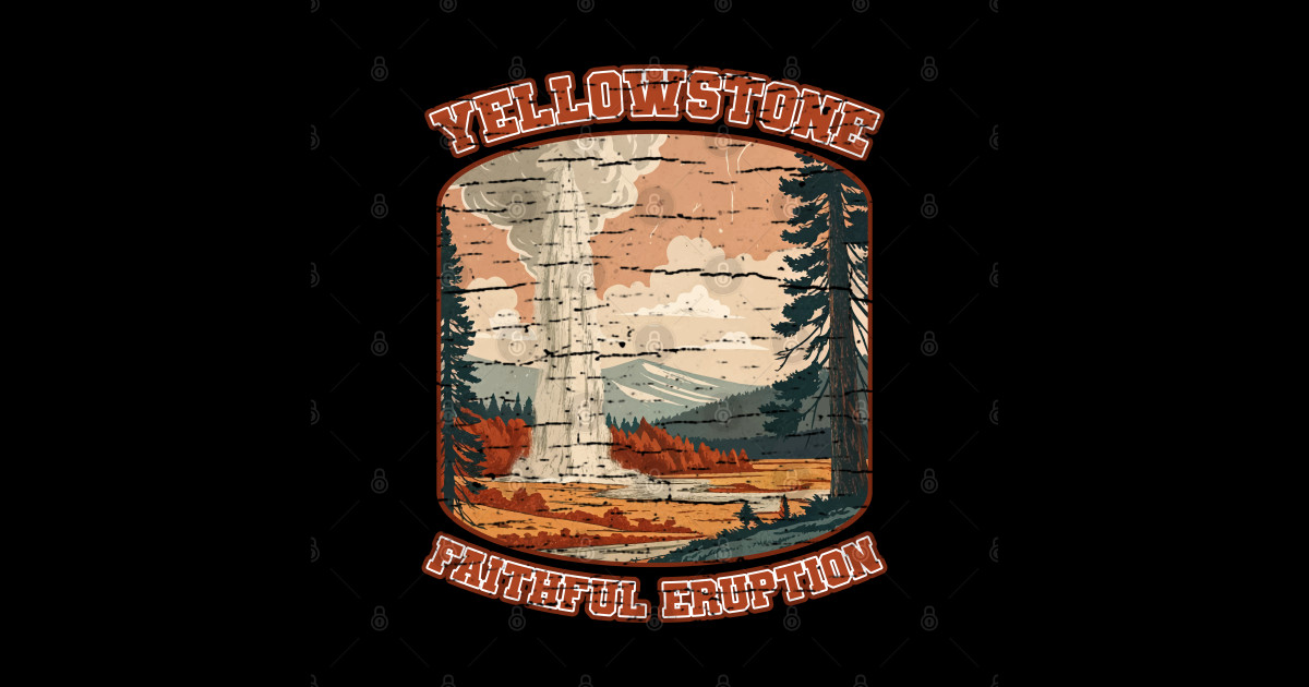 Yellowstone Vintage - Old Faithful Eruption - Yellowstone National Park ...