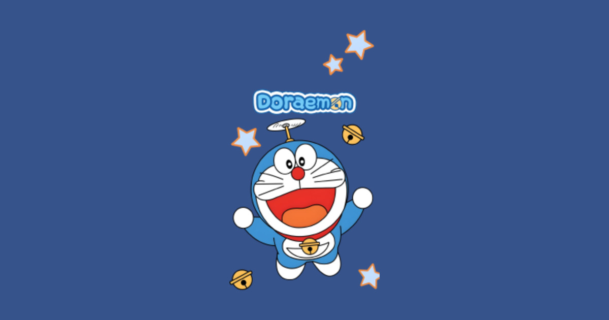 doraemon fly with stars - Doraemon - T-Shirt | TeePublic
