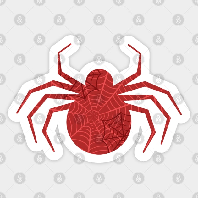 Large red spider with web - Red Spider - Sticker | TeePublic