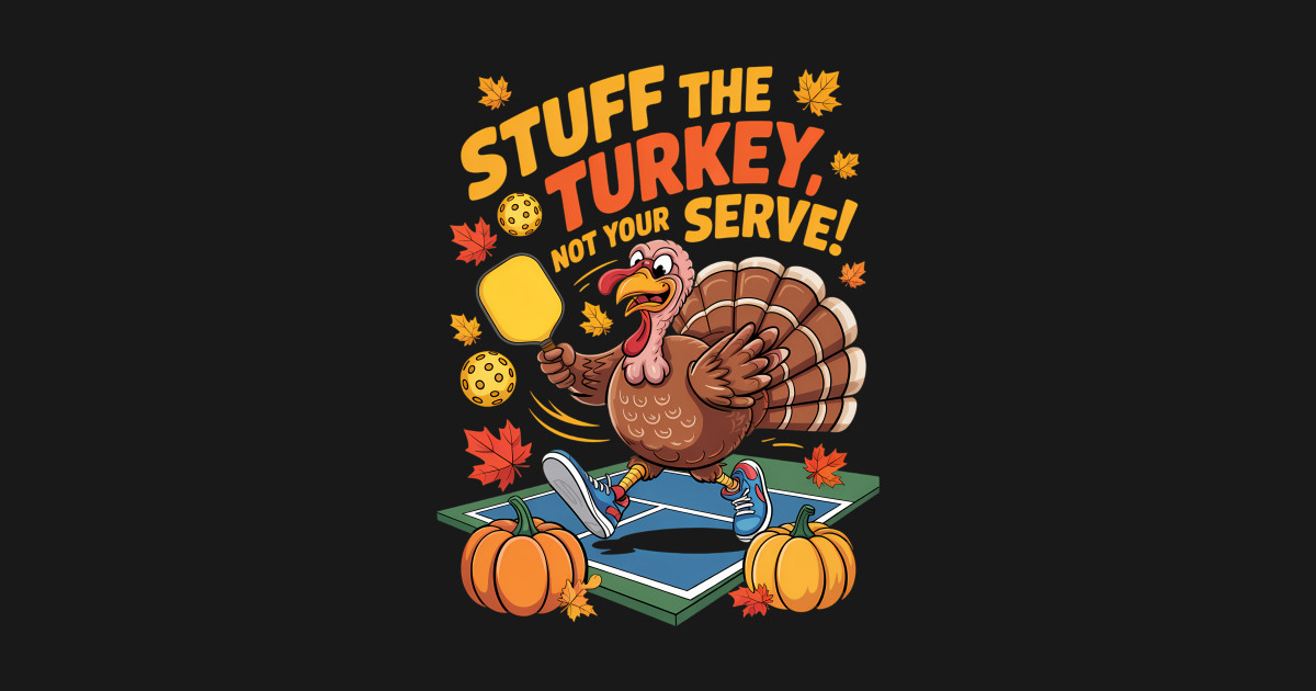 Turkey Funny Thanksgiving Pickleball Paddle - Turkey Funny Thanksgiving ...