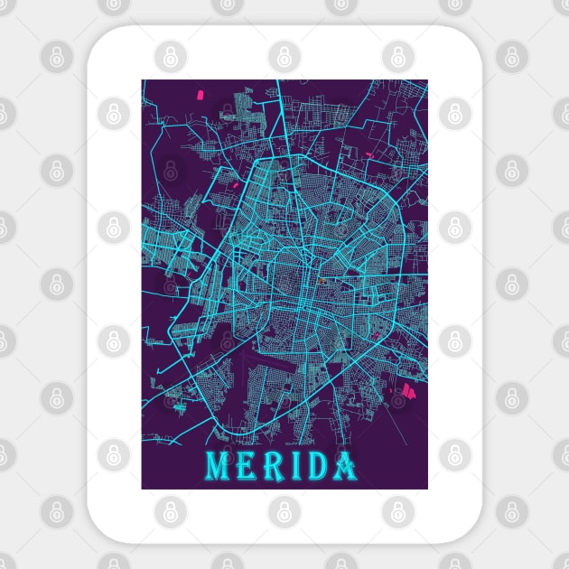Merida Neon City Map, Merida Minimalist City Map Art Print - Merida ...