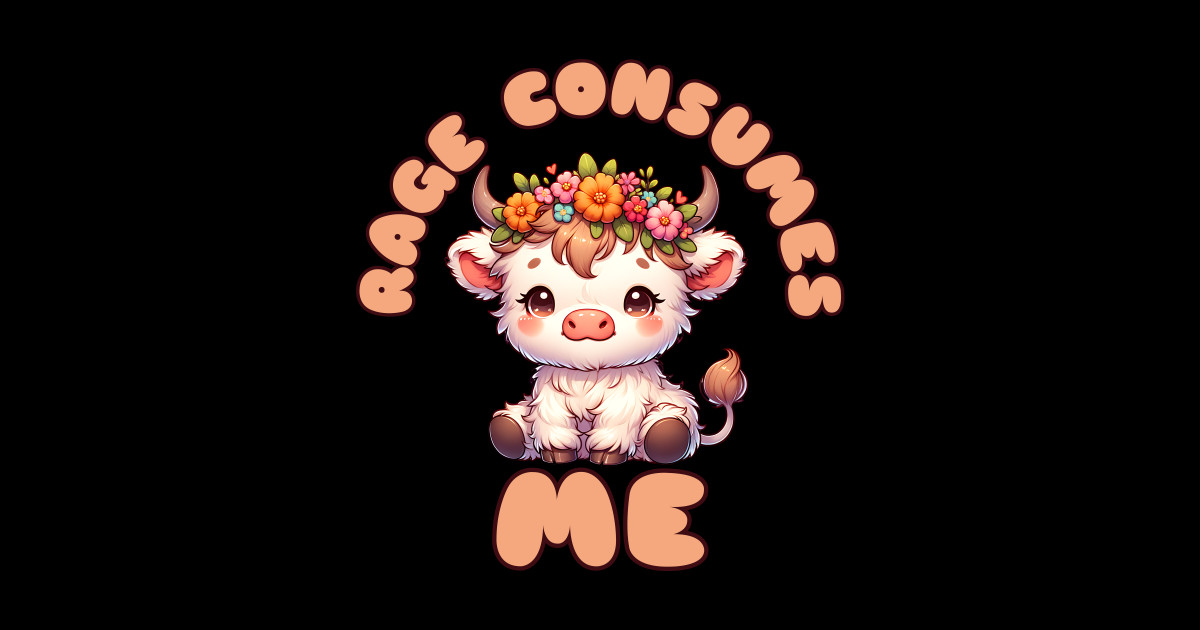 Rage Consumes Me Cute Highland Cow Calf Funny Animal Meme Humor - Rage ...