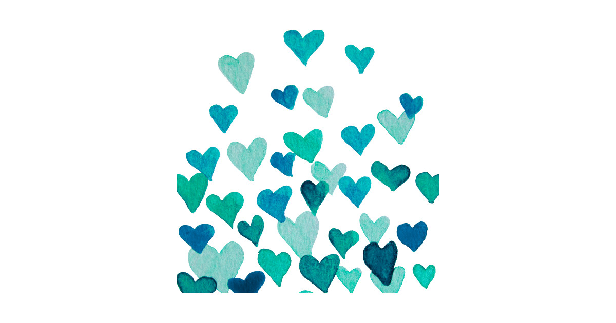 Valentine’s Day Watercolor Hearts – turquoise - Valentines Day - T ...