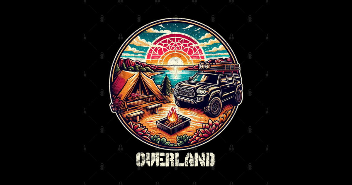 Black Toyota Tacoma overland - Overlanding - Sticker | TeePublic