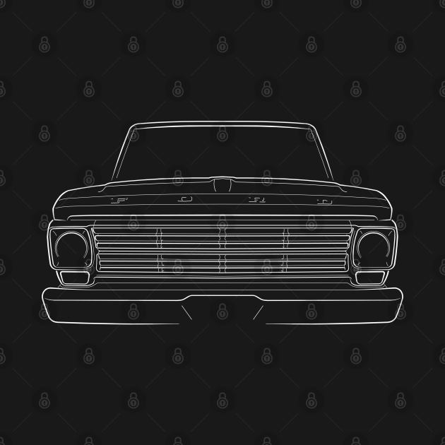 1968 Ford F-100 Pickup - front stencil, white - Ford F100 - T-Shirt ...