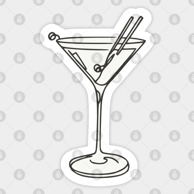 Line art of a cocktail glass - Cocktail - Sticker | TeePublic