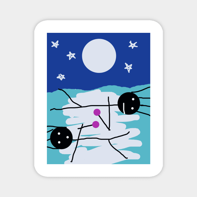 Kids and Moonlight Stick Figure - Stick Figure - Magnet | TeePublic