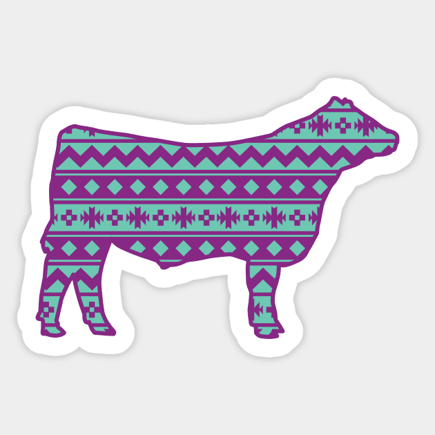 Cattle Ranch Show Steer with Southwest Pattern - Steer - Sticker ...