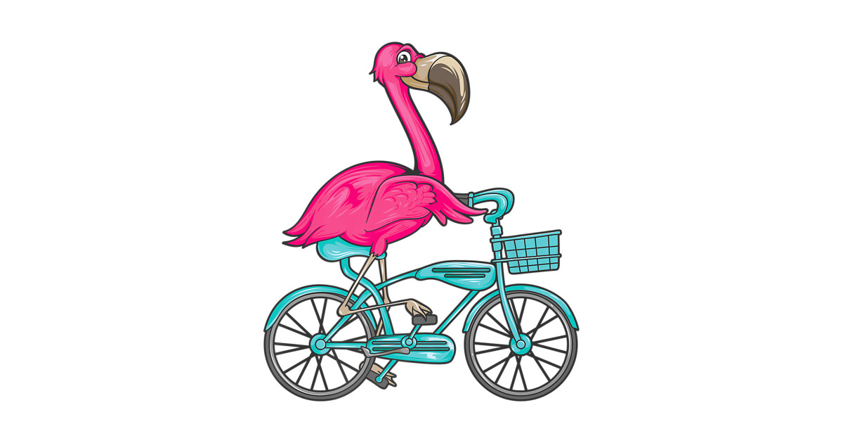 Flamingo Riding A Bicycle Cool Bikers Funny Bike Bird Gift - Flamingo ...