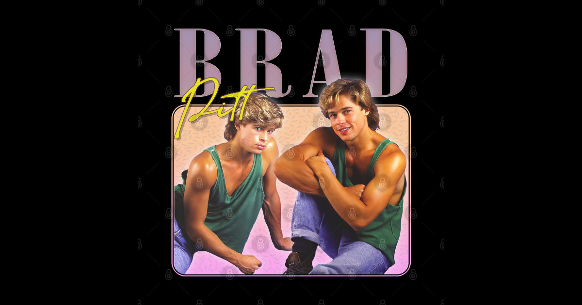 Brad Pitt - 90s Style Aesthetic Fan Art Design - Brad Pitt - Sticker ...
