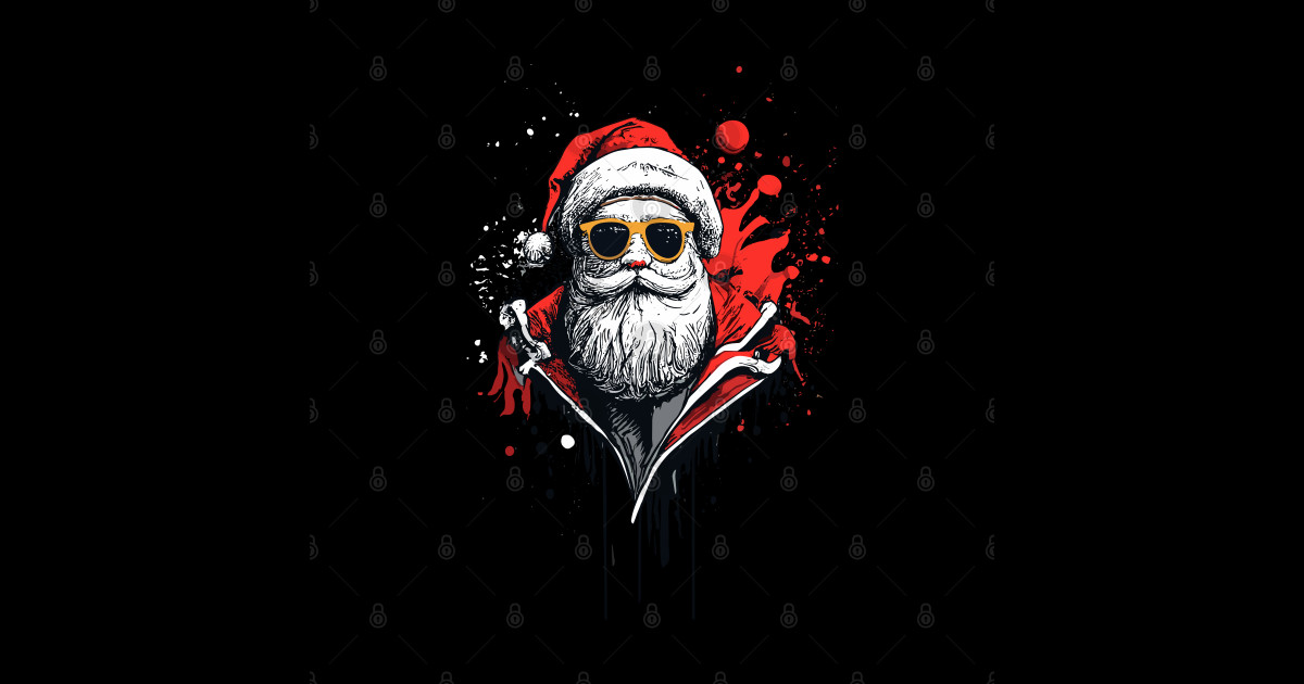 Drippy Santa Claus Wearing Sunglasses Color Splash. - Drippy Santa ...