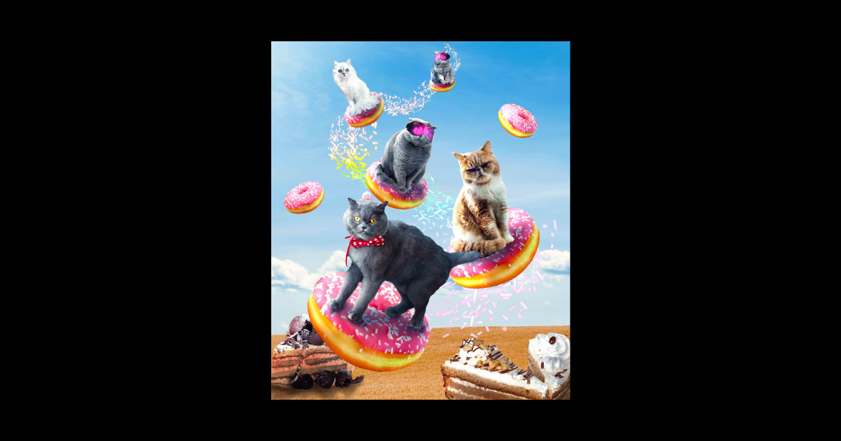 Cat Donut - Cats Riding Donuts - Cat Donut Cats Riding Donuts - Magnet ...