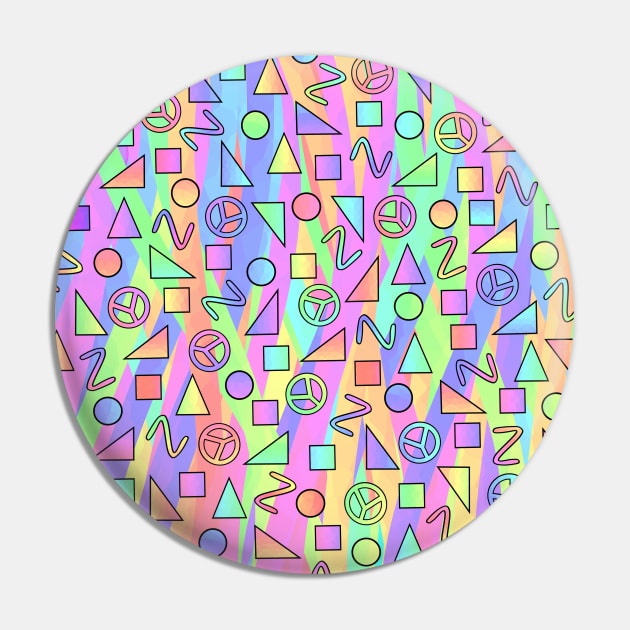 Trippy Retro Geometric - Peace Sign Art - Peace Sign - Pin | TeePublic