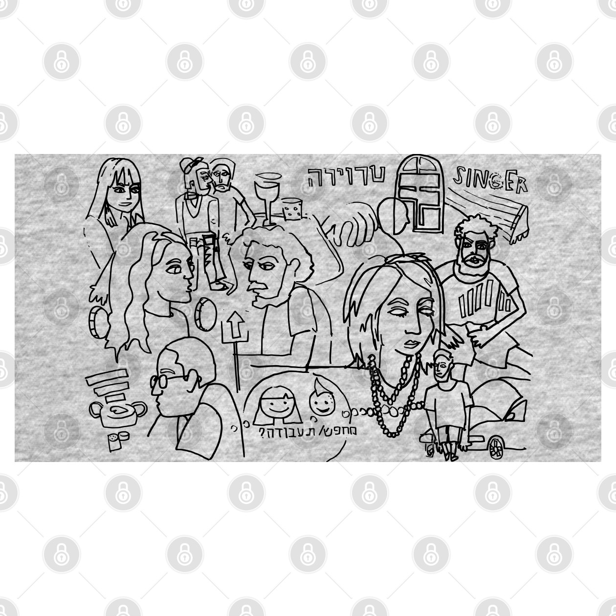 People Watching Doodle - Doodleart - T-Shirt | TeePublic