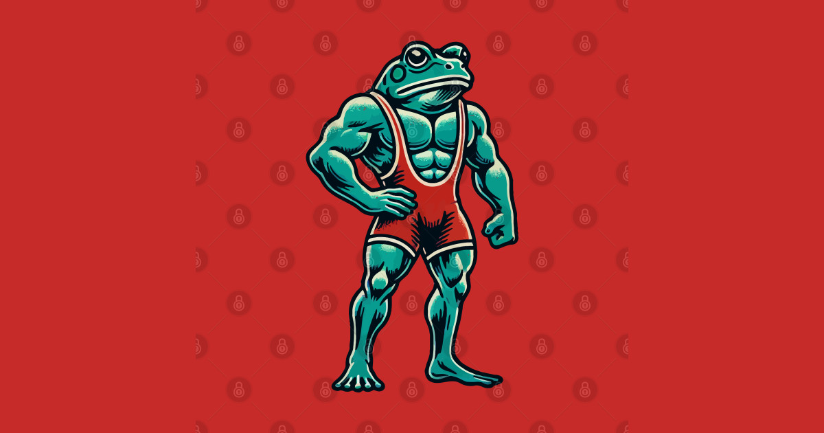 A cartoon muscular frog - Muscular Arms - T-Shirt | TeePublic