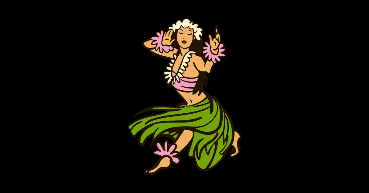 Hawaiian Hula Dancer Illustration - Hawaiian Hula Dancer - Sticker ...