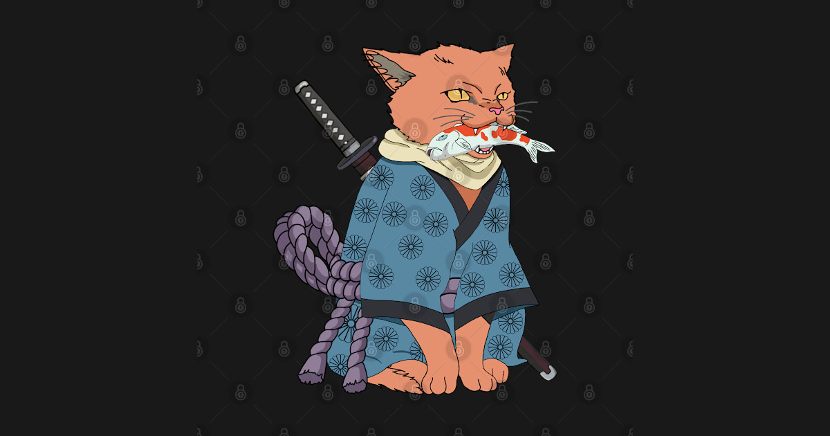 Samurai Ginger Cat, Koi Fish Happy Meal - Ginger Cat - T-Shirt | TeePublic
