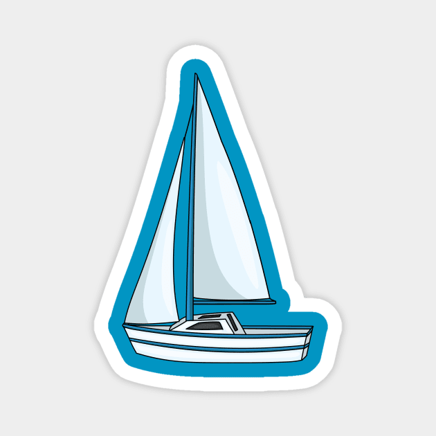 Sailboat cartoon illustration - Sailboat Cartoon Illustration - Magnet ...
