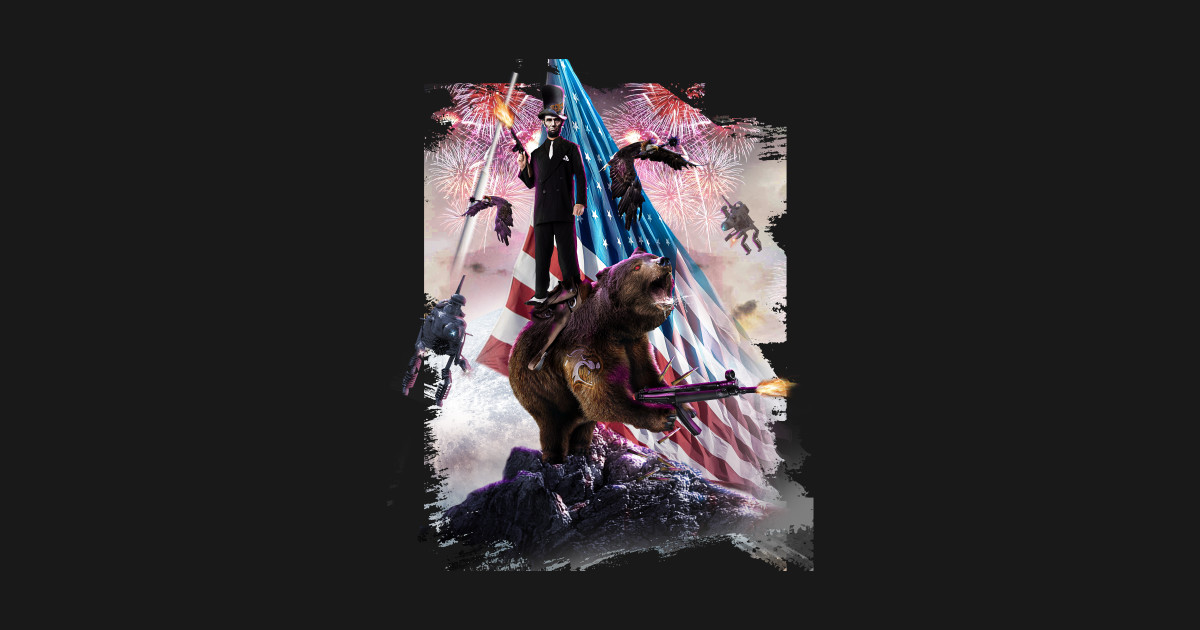 Abe Lincoln Riding Bear - Abe Lincoln Riding Bear - T-Shirt | TeePublic