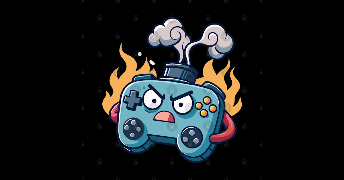 angry game controller with flame - Gamer - Sticker | TeePublic
