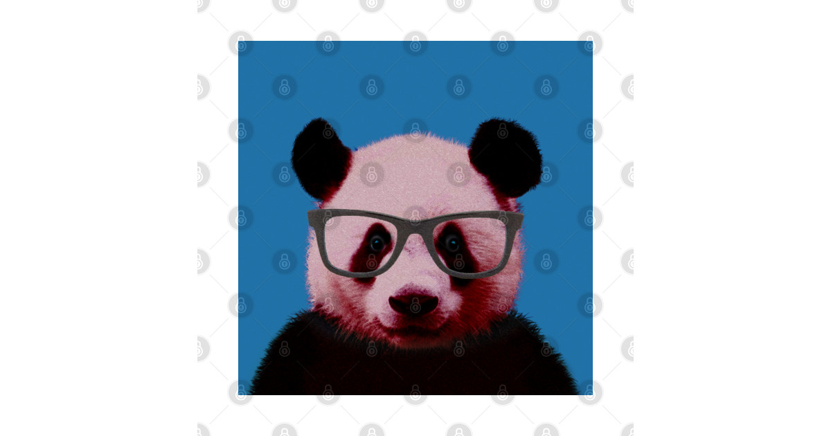 Geeky Nerd Panda in Blue Background - Print / Home Decor / Wall Art / Poster / Gift / Birthday ...