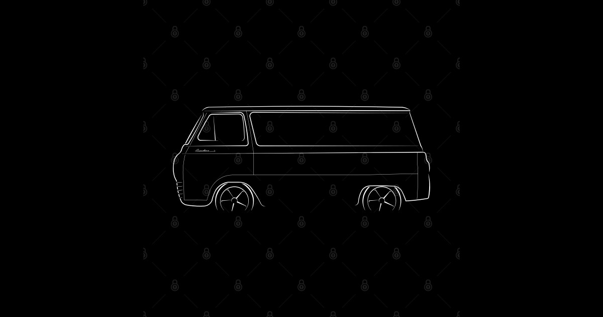 Ford Econoline Van - profile stencil, white - Econoline - Posters and ...