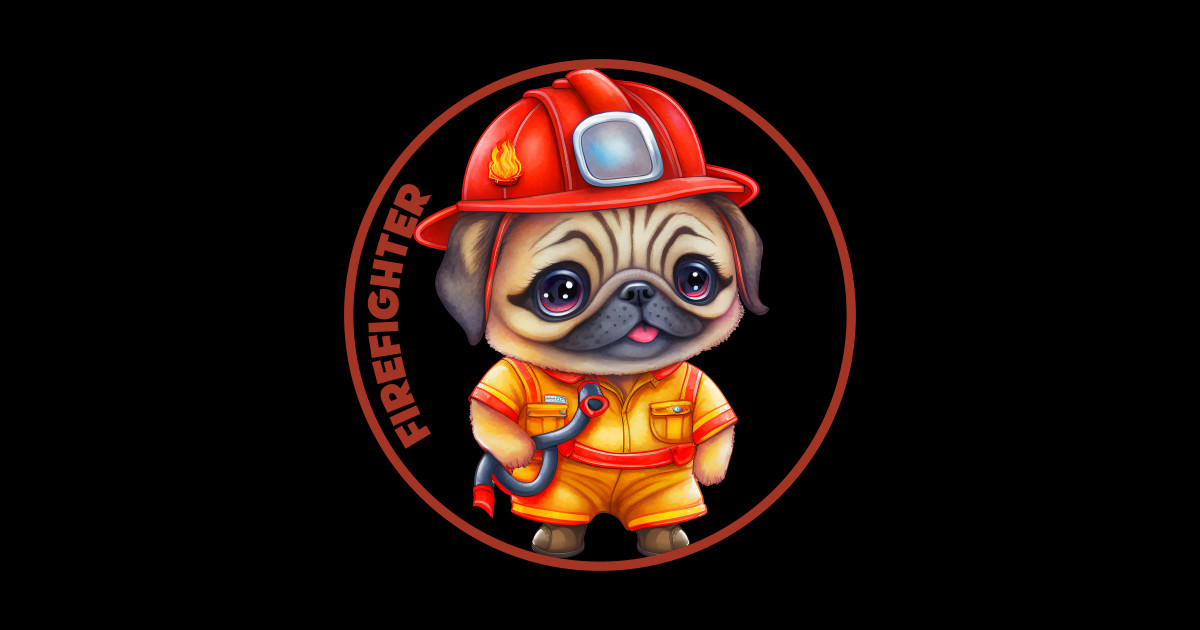 Firefighter pug - Firefighter - Sticker | TeePublic