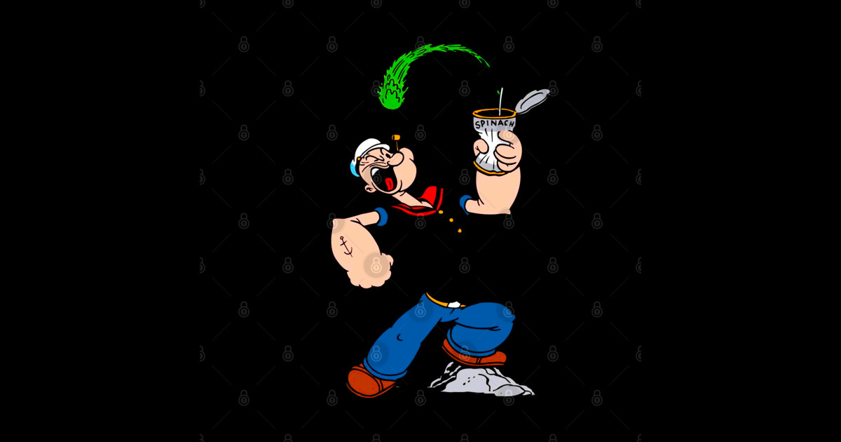 Popeye Powers (Front and back design) - Popeye - Posters and Art Prints ...