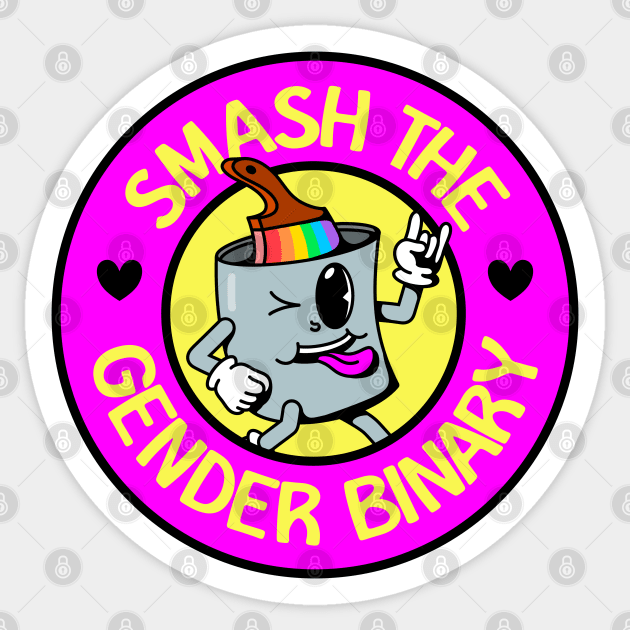 Smash The Gender Binary - Cute Rainbow Cartoon - Rainbow - Sticker ...