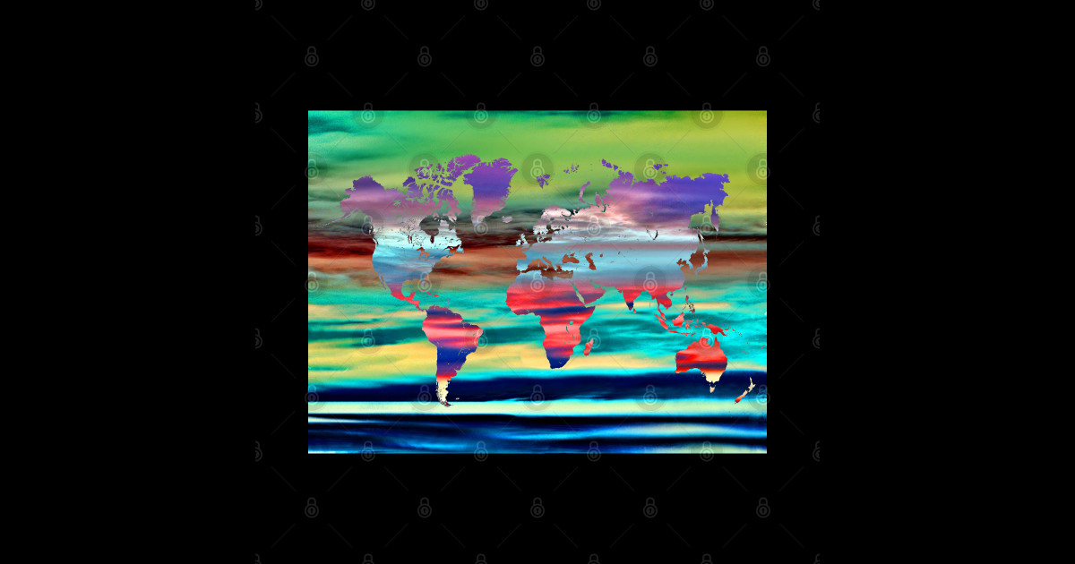 World Sky - World Map - Sticker | TeePublic