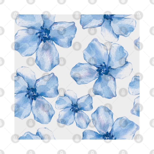 Blue Watercolor Flower Seamless Pattern - Floral Pattern - T-Shirt ...