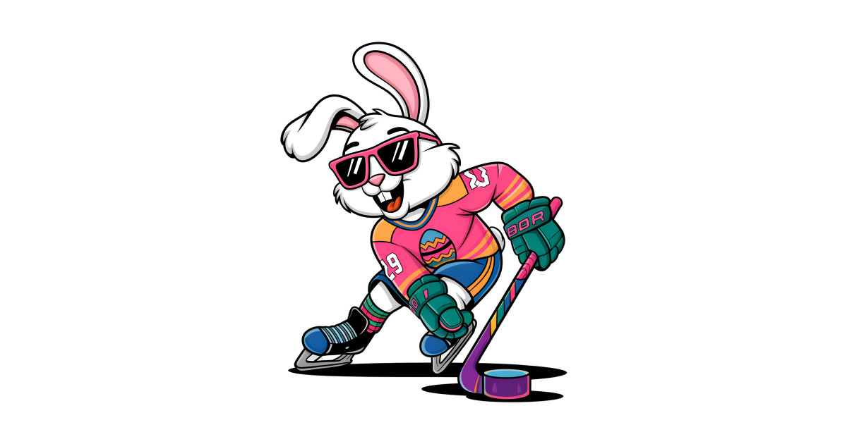 Happy Easter Bunny Playing Hockey Easter Sport - Easter Sport - T-Shirt ...