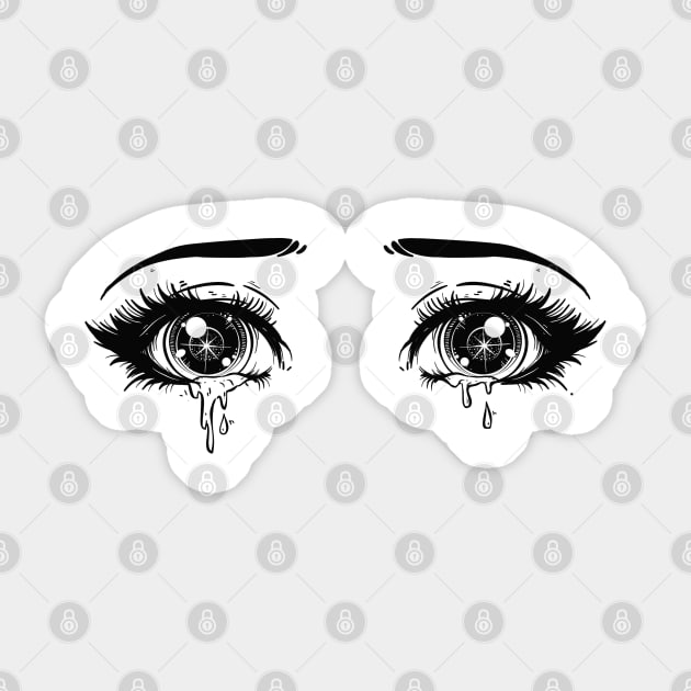 how to draw anime eyes crying step by step