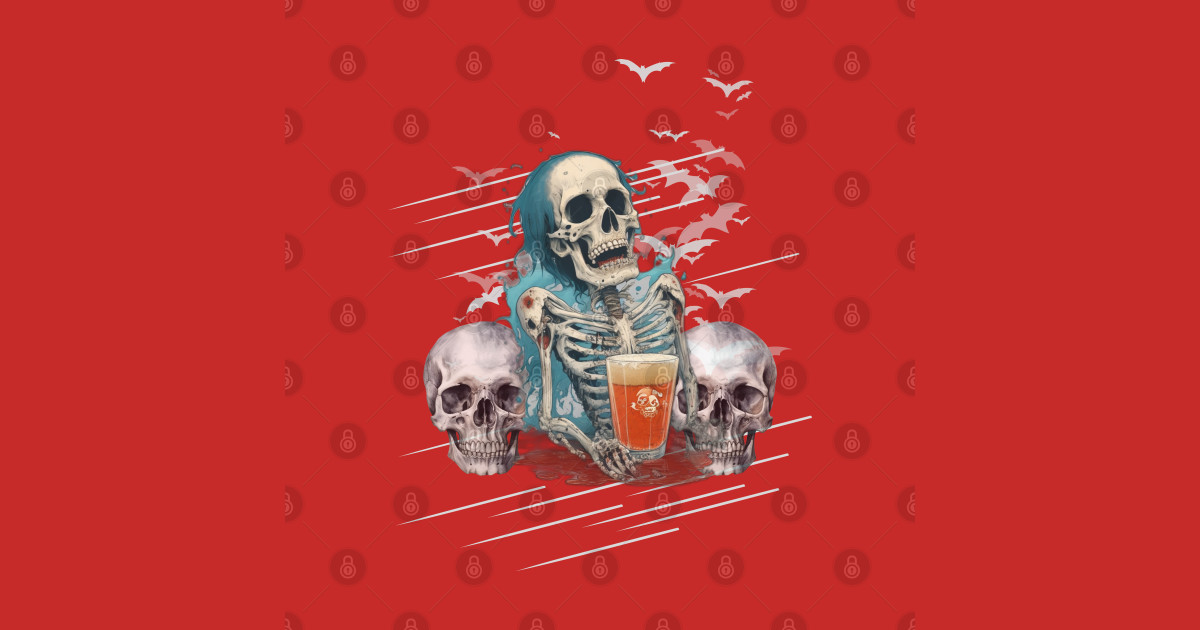 drunk skull - Drink - T-Shirt | TeePublic
