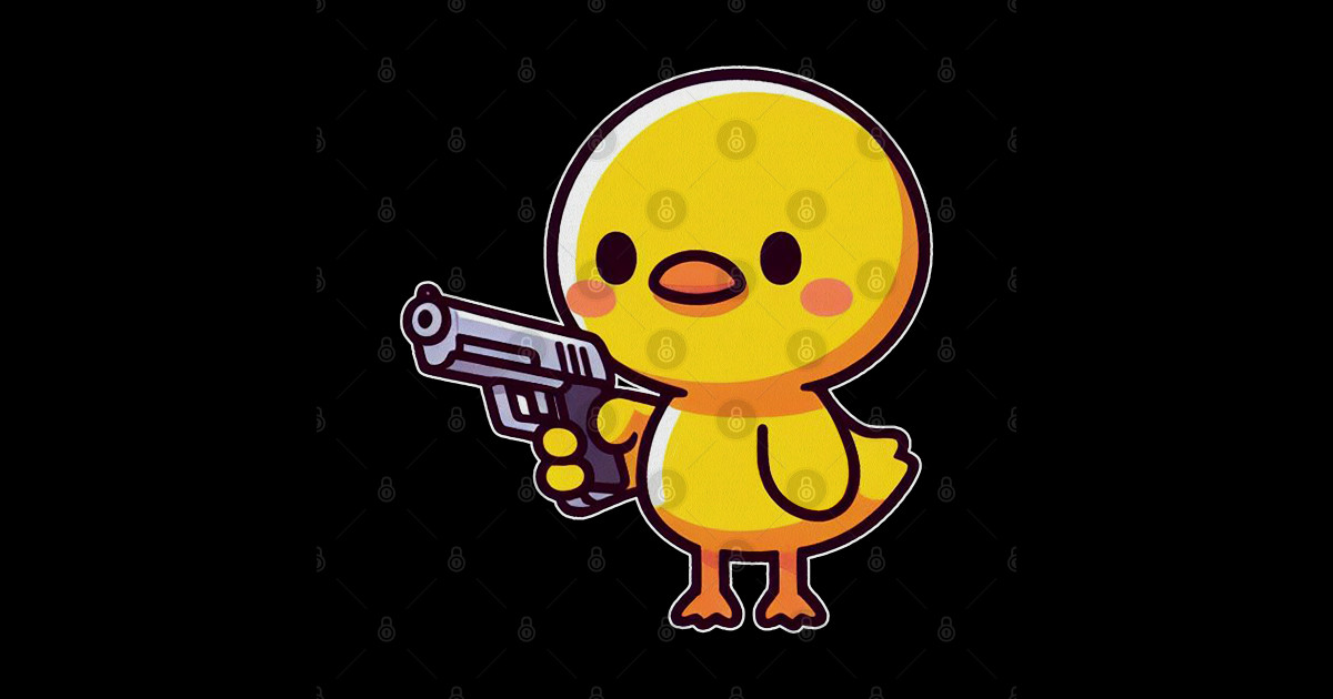 cute duck with a gun - Duck - Posters and Art Prints | TeePublic