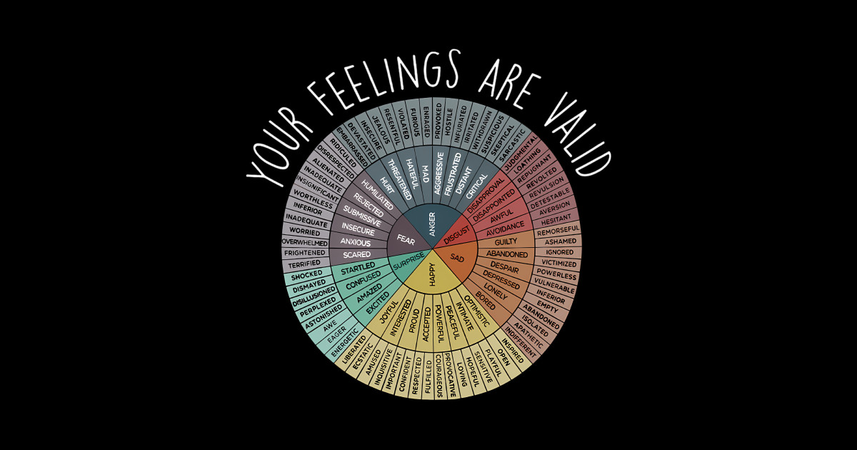 Your Feelings Are Valid Wheel Of Emotions Throw - Wheel Of Emotions ...