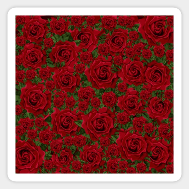 floral print red roses love and elegance - Minimalist - Sticker | TeePublic