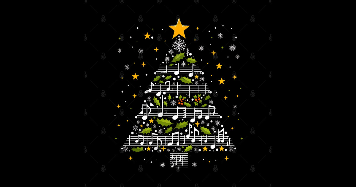 Musical Christmas Tree Notes Holiday Design - Musical Christmas Tree ...