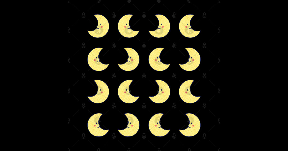 Smiley Half Moon Pattern - Half Moon - Sticker | TeePublic