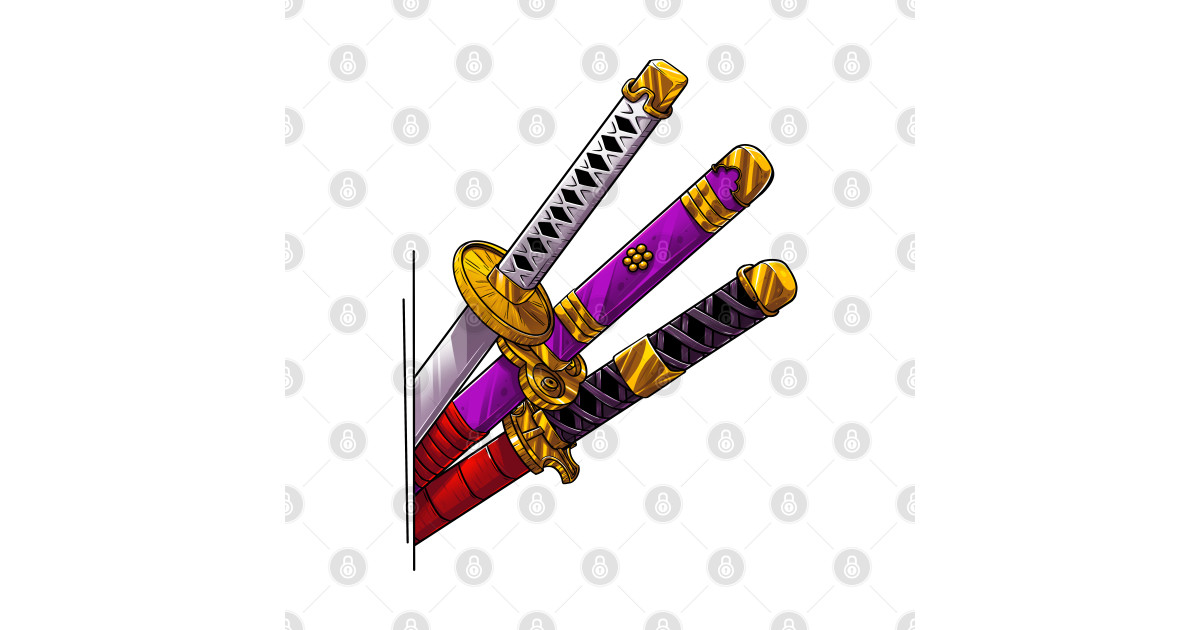 Three Katana style - Katana Sword - T-Shirt | TeePublic