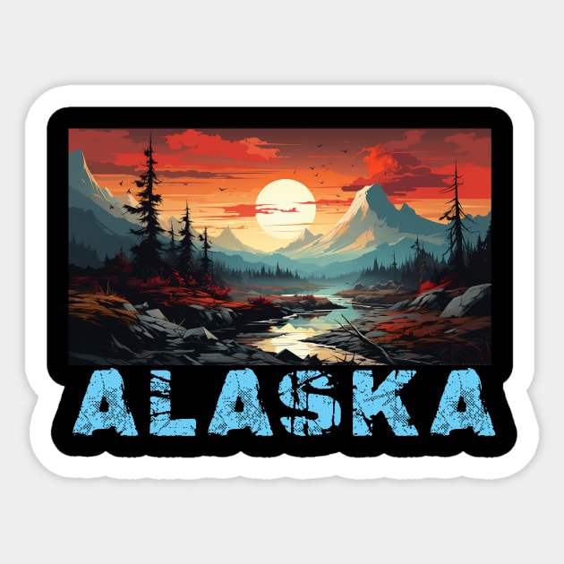 Alaska AK Retro 70s 80s Mountains Nature Distressed - Alaska Lover ...