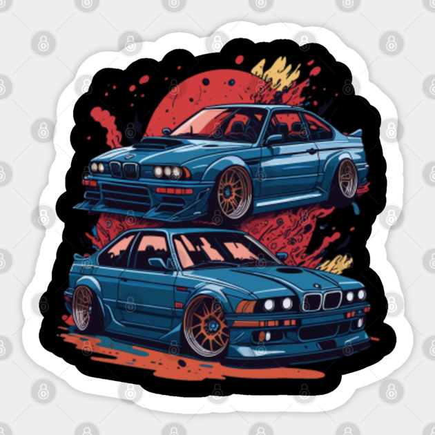 BMW M3 E36 cartoon style - Bmw - Sticker | TeePublic